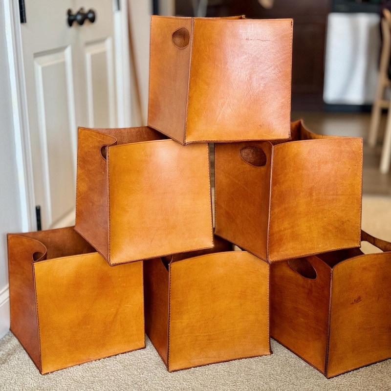 Leather Storage Bins - Etsy