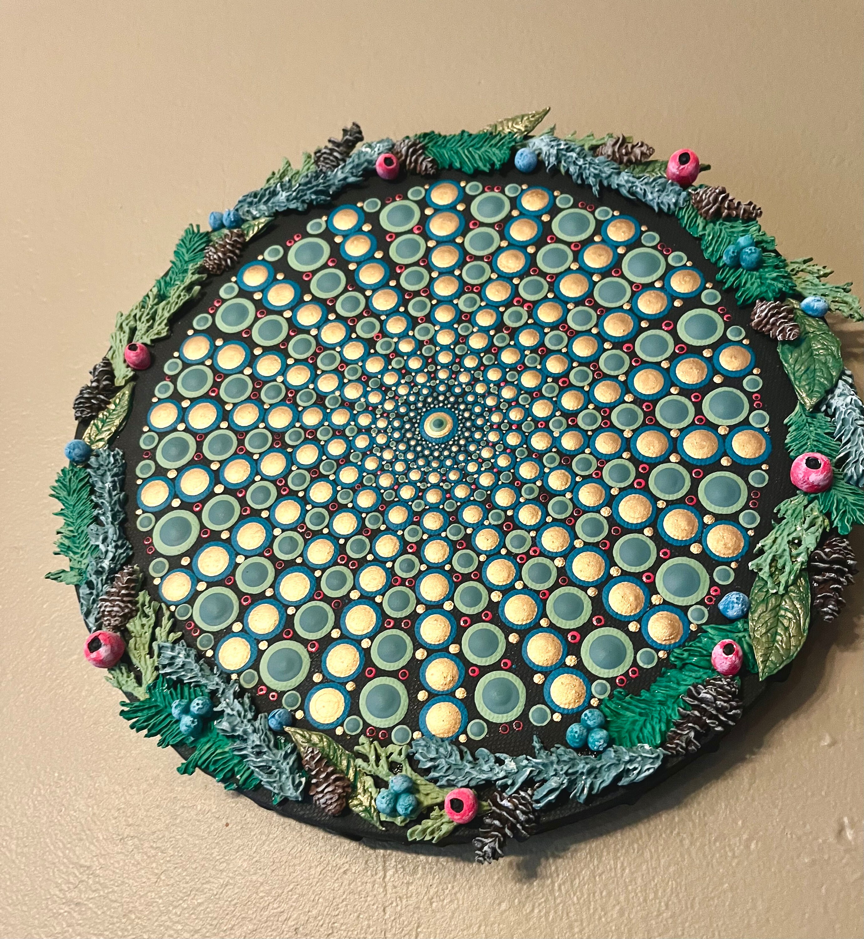 Natural Wreath, Mandala Wreath, Mandala Dot Art, Christmas Wreath ...