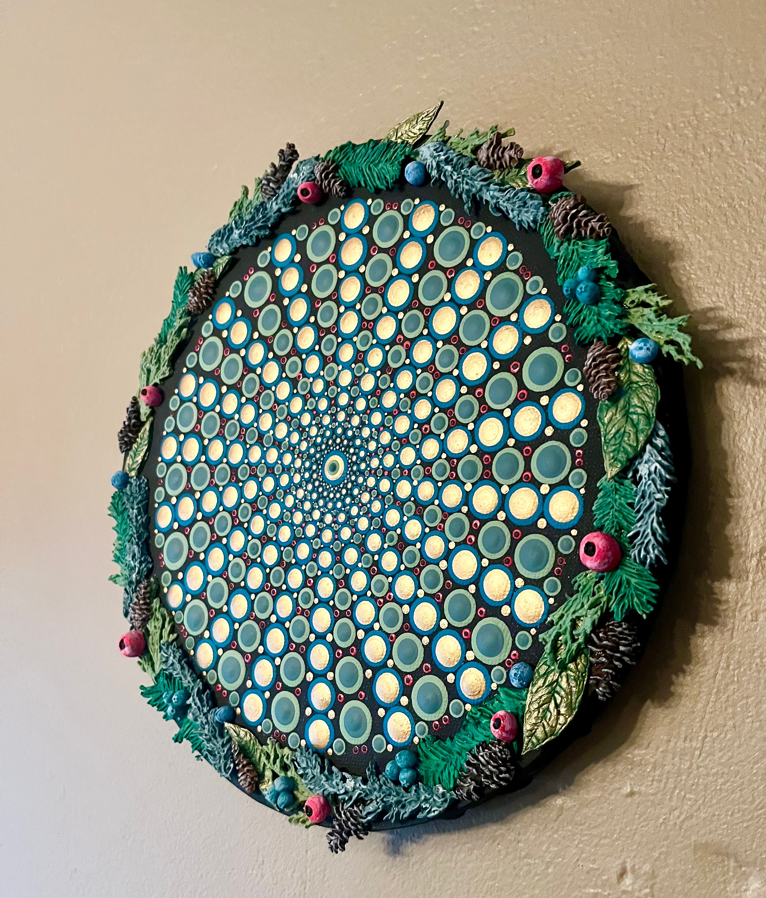 Natural Wreath, Mandala Wreath, Mandala Dot Art, Christmas Wreath ...