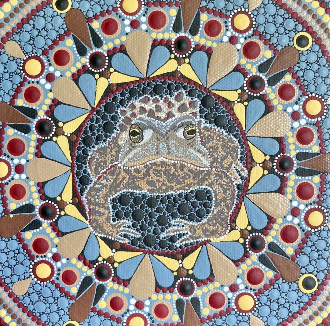 Toad Dot Art, Toad Dot Mandala Art, Toad Art, Toad Hand Painted Canvas ...