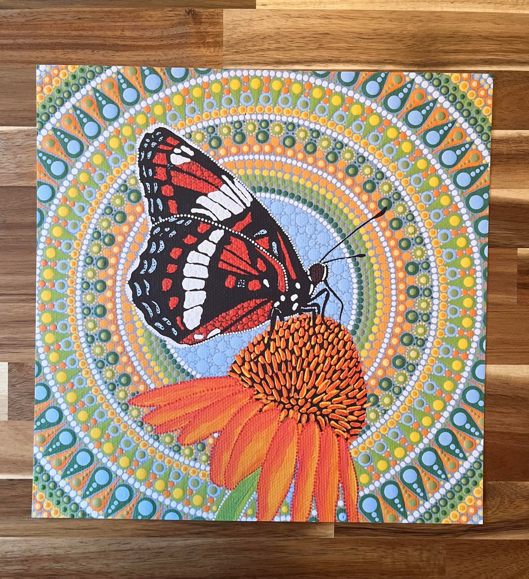 Giclee 12x12 Inch PRINT Butterfly Dot Art Dot Mandala Art Butterfly giclee-12x12-inch-print-butterfly-dot-art-dot-mandala-art-butterfly