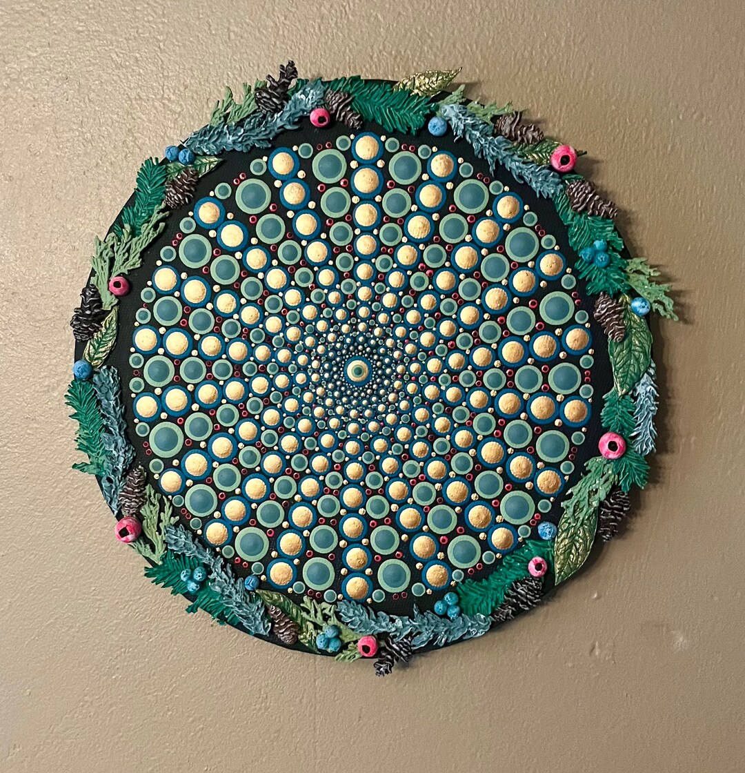 Natural Wreath, Mandala Wreath, Mandala Dot Art, Christmas Wreath ...