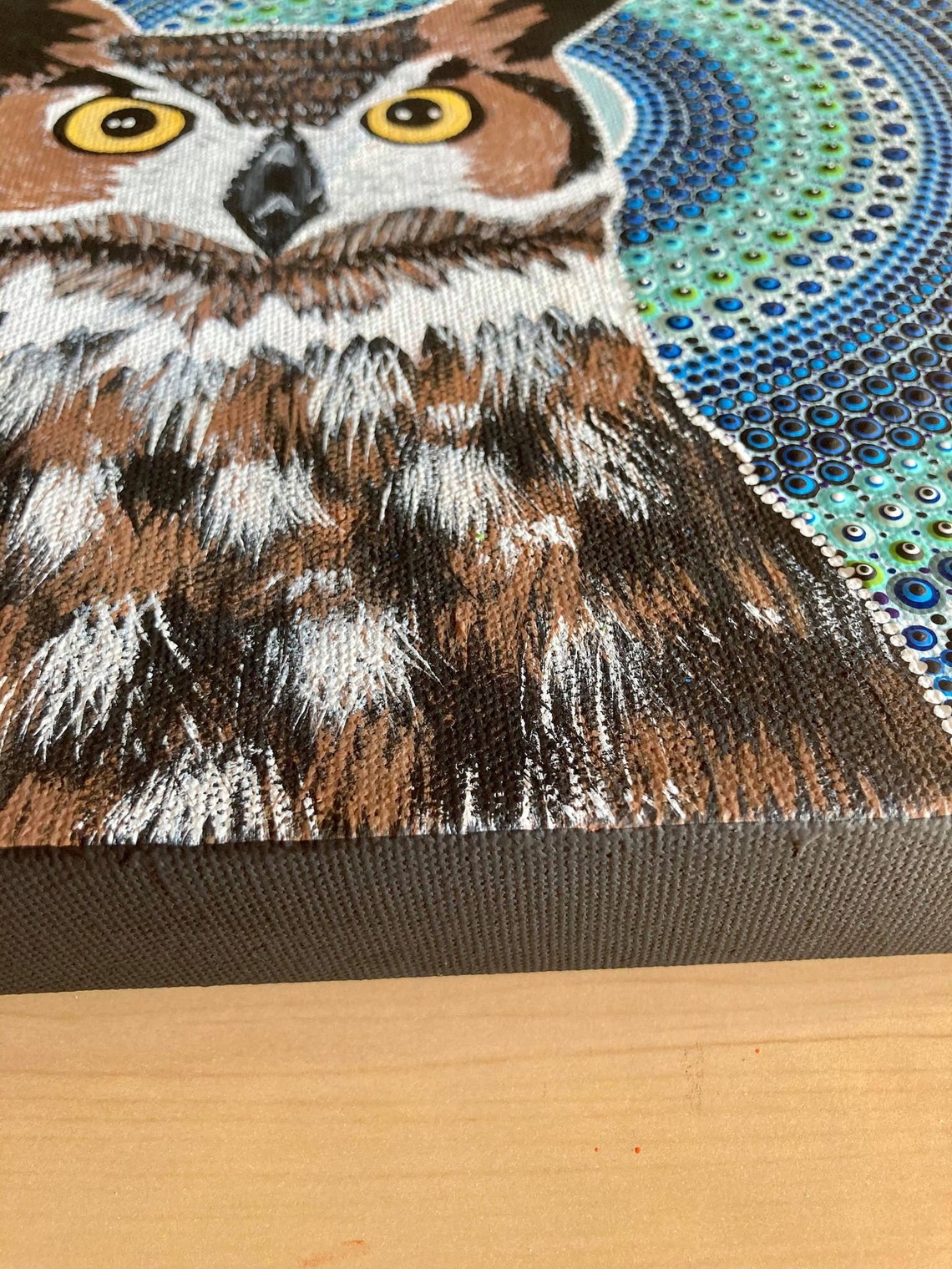 Great Horned Owl Dot Art, Owl Dot Mandala Art, Owl Mandala Art, Hand ...