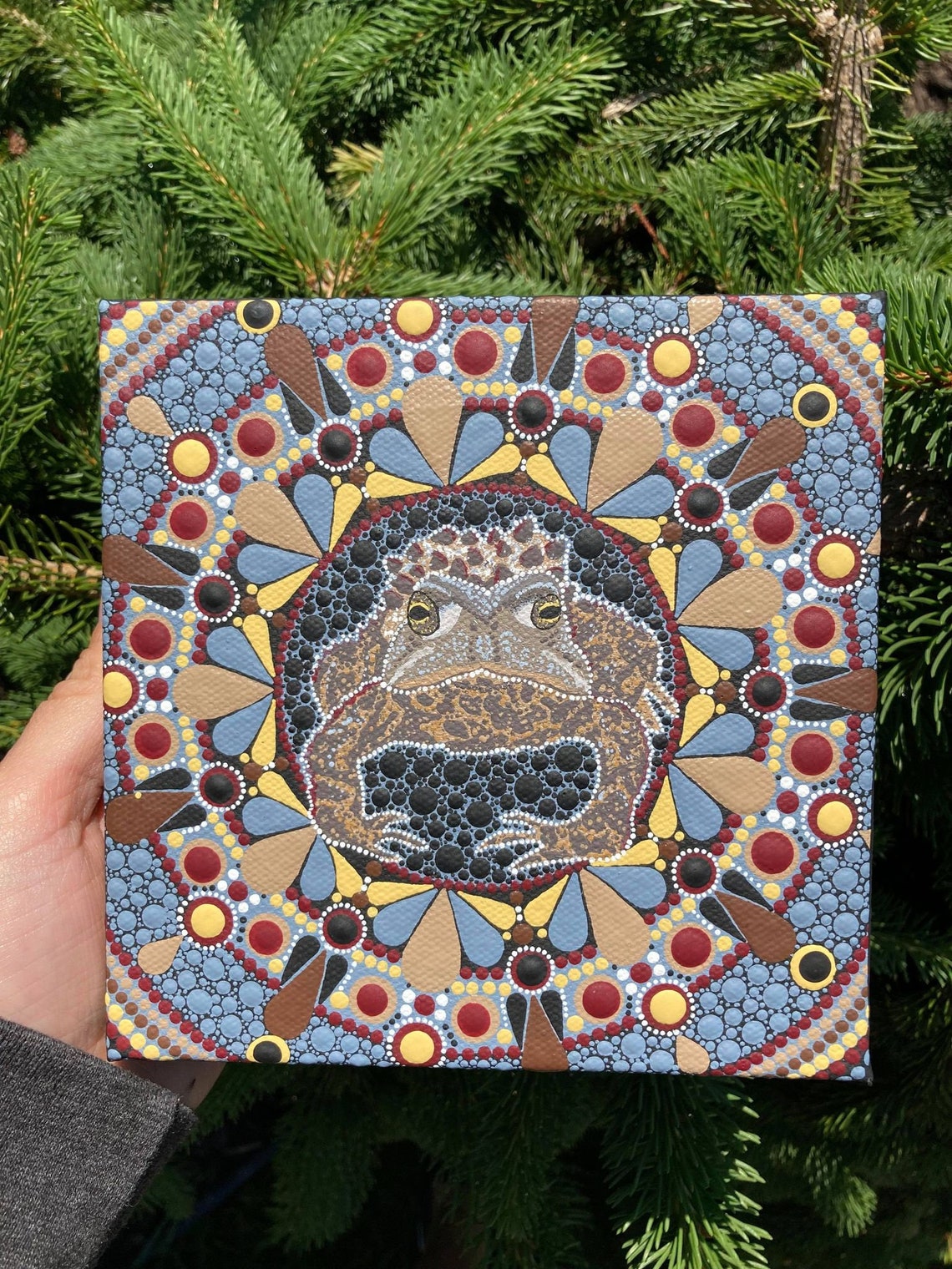 Toad Dot Art, Toad Dot Mandala Art, Toad Art, Toad Hand Painted Canvas ...
