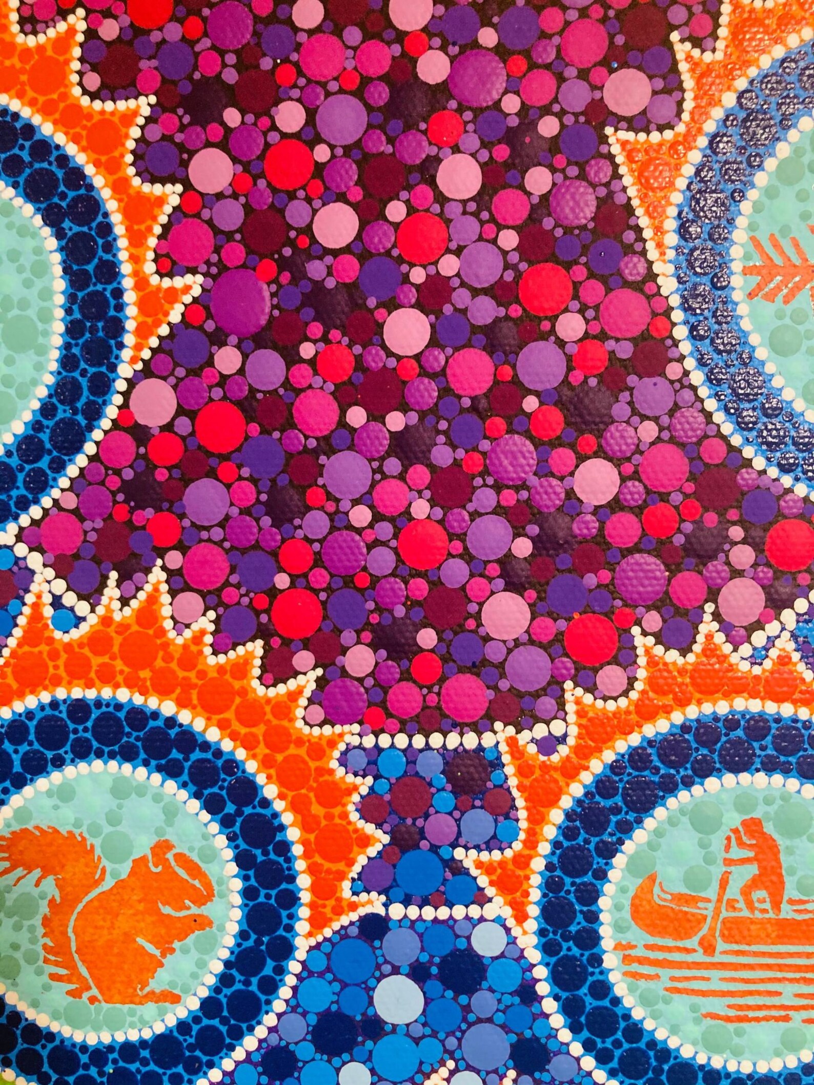 Flower Dot Art, Nature Dot Art, Dot Mandala Art, Hand Painted Canvas ...