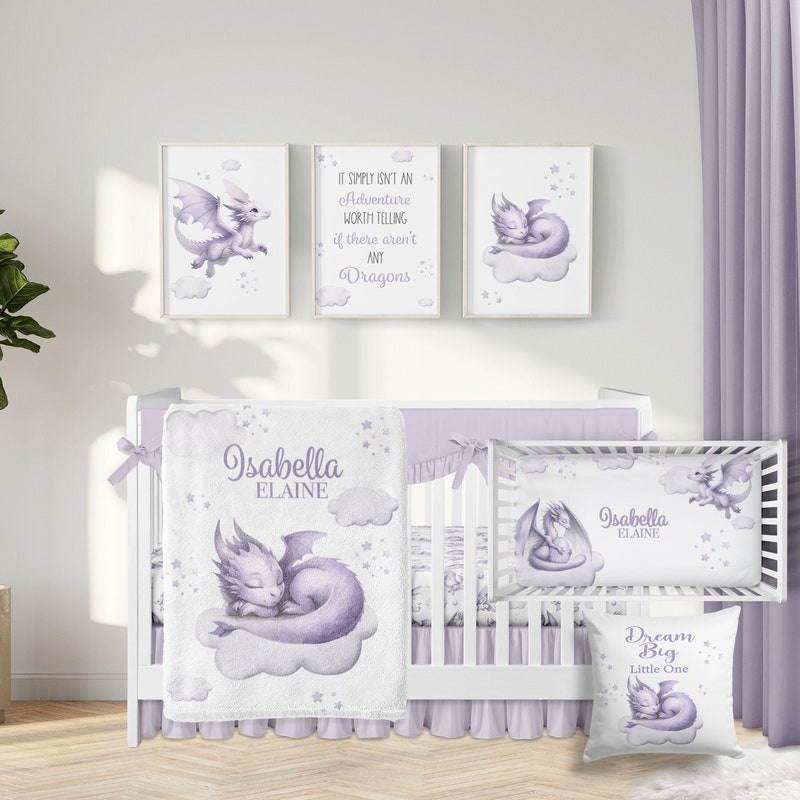 Baby Girl Dragon Crib Set - Etsy