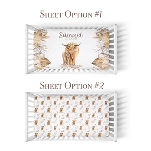Highland Cow Crib Bedding Set, Personalized Boho Nursery, Farm Animal ...