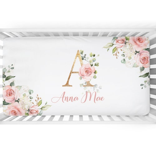 Farmhouse Monogrammed Baby Girl Crib Sheet Personalized Crib - Etsy