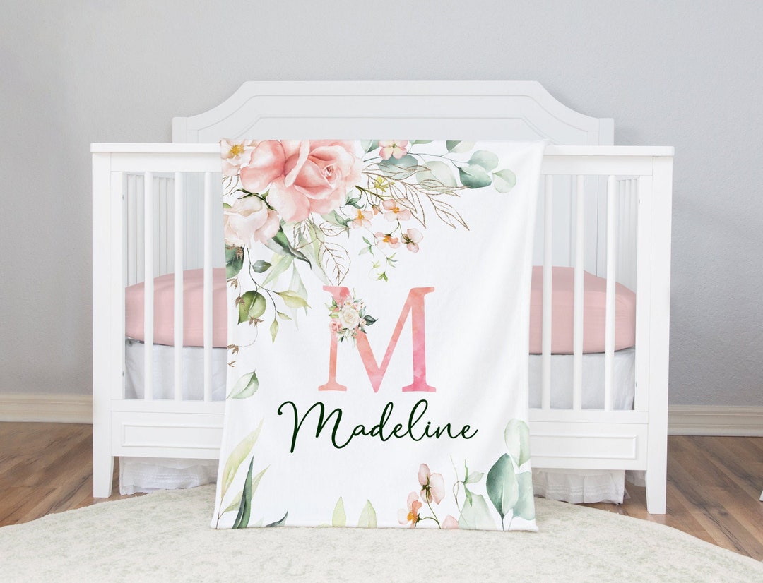 Personalized Baby Girl Blanket - Monogrammed Baby Blanket Girl -floral ...