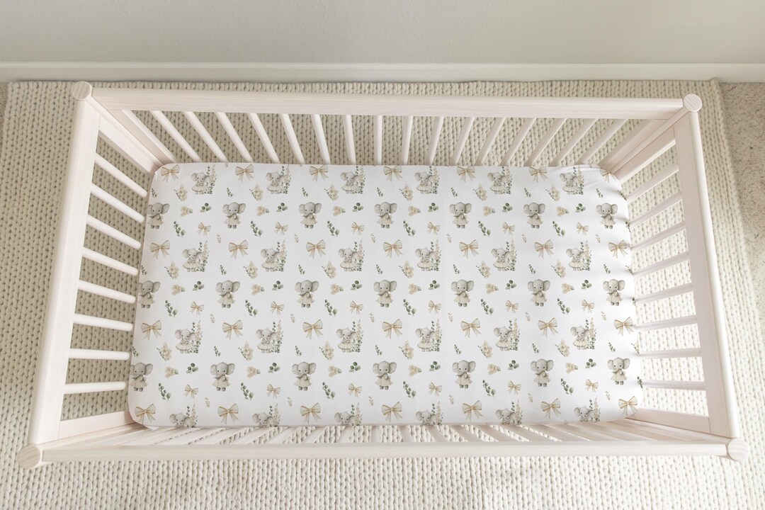 Vintage Floral Elephant Crib Sheet -coquette Aesthetic Nursery- Soft ...