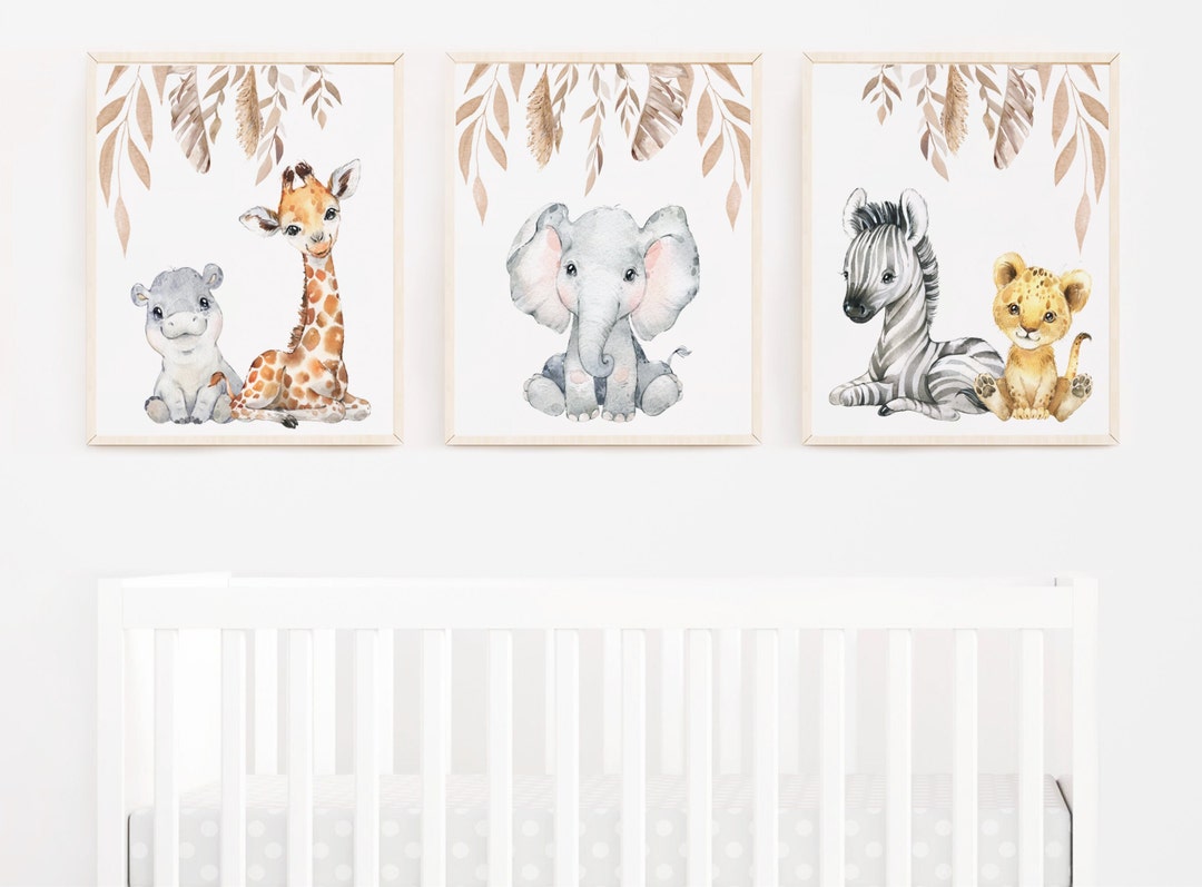 Boho Safari Animal Wall Art -printable Nursery Art - Safari Nursery ...