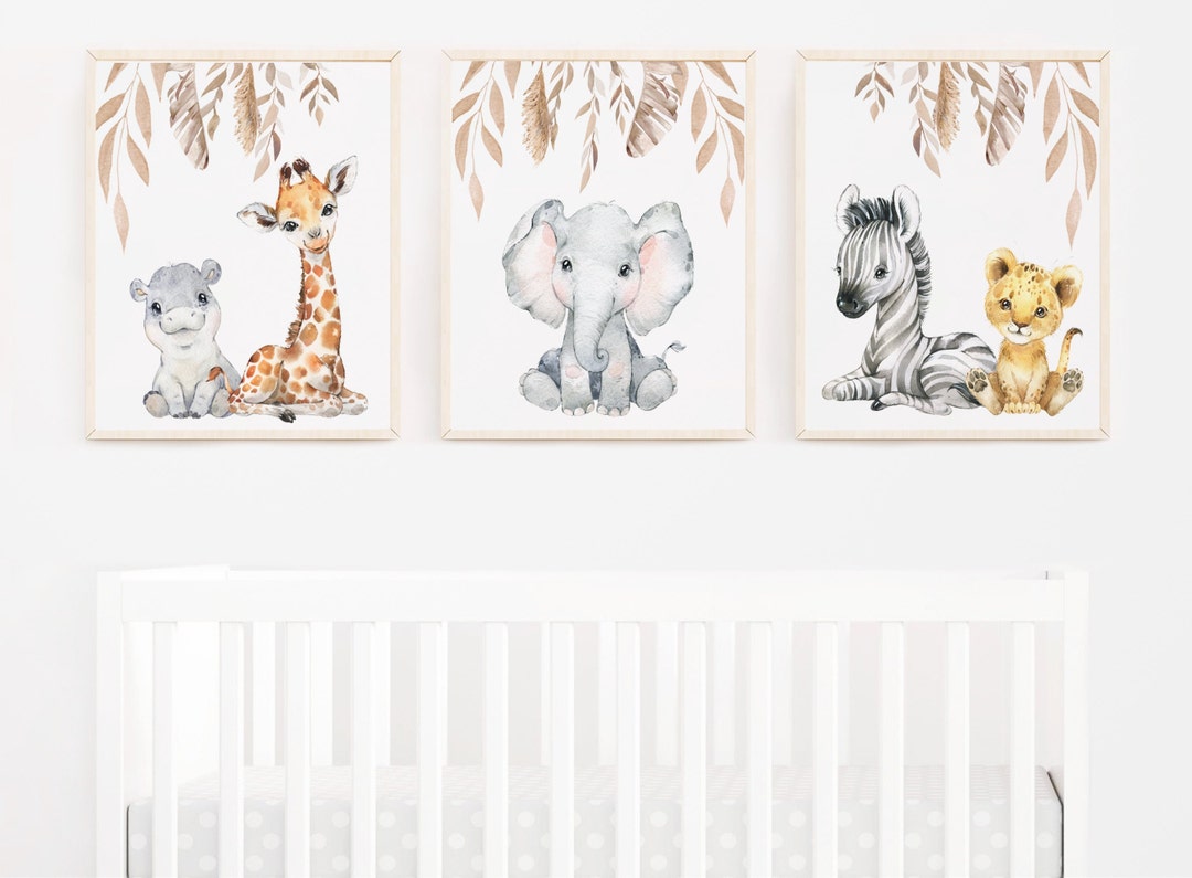 Boho Safari Animal Wall Art - Printable Nursery Wall Art - Safari ...