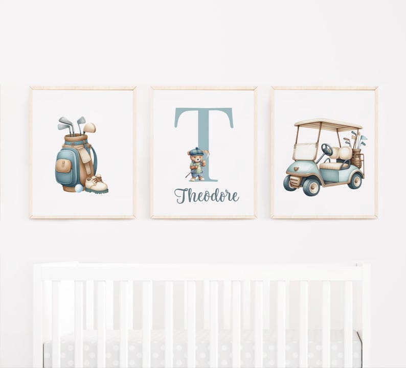 Baby Boy Golf Wall Art -boy Golf Nursery Art -personalized Golfing ...