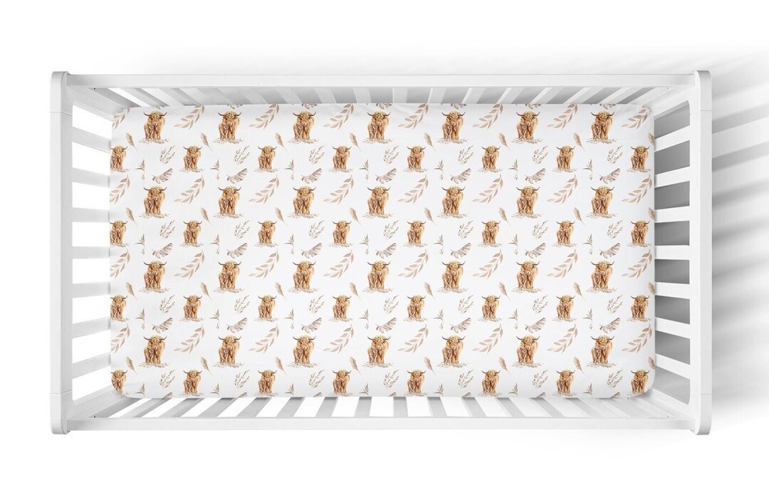Baby Highland Cow Crib Sheet for Baby Boy Farm Nursery- Custom Boho ...