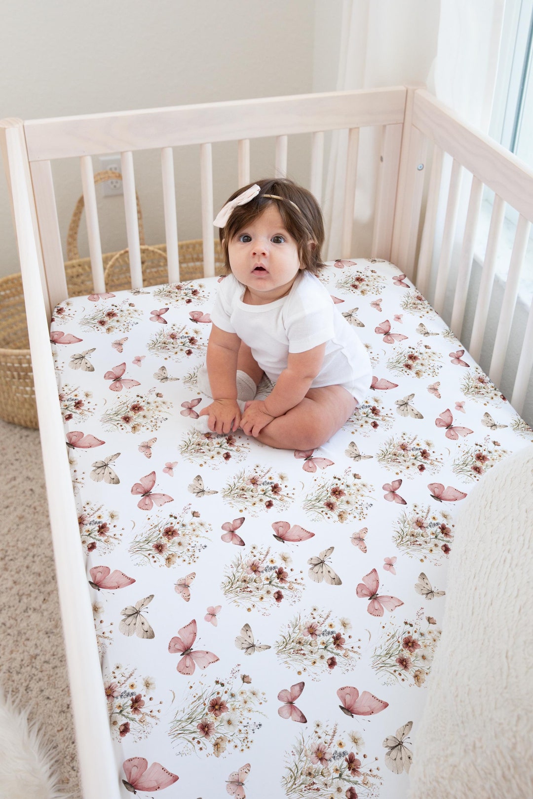 Custom Wildflower Crib Sheet for Baby Girl Botanical Nursery- Boho ...