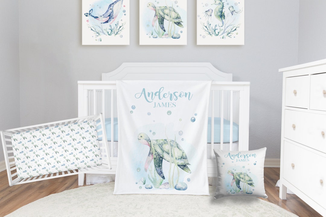 Sea Turtle Bedding Set, Under the Sea Nursery, Sea Animal Baby Boy ...