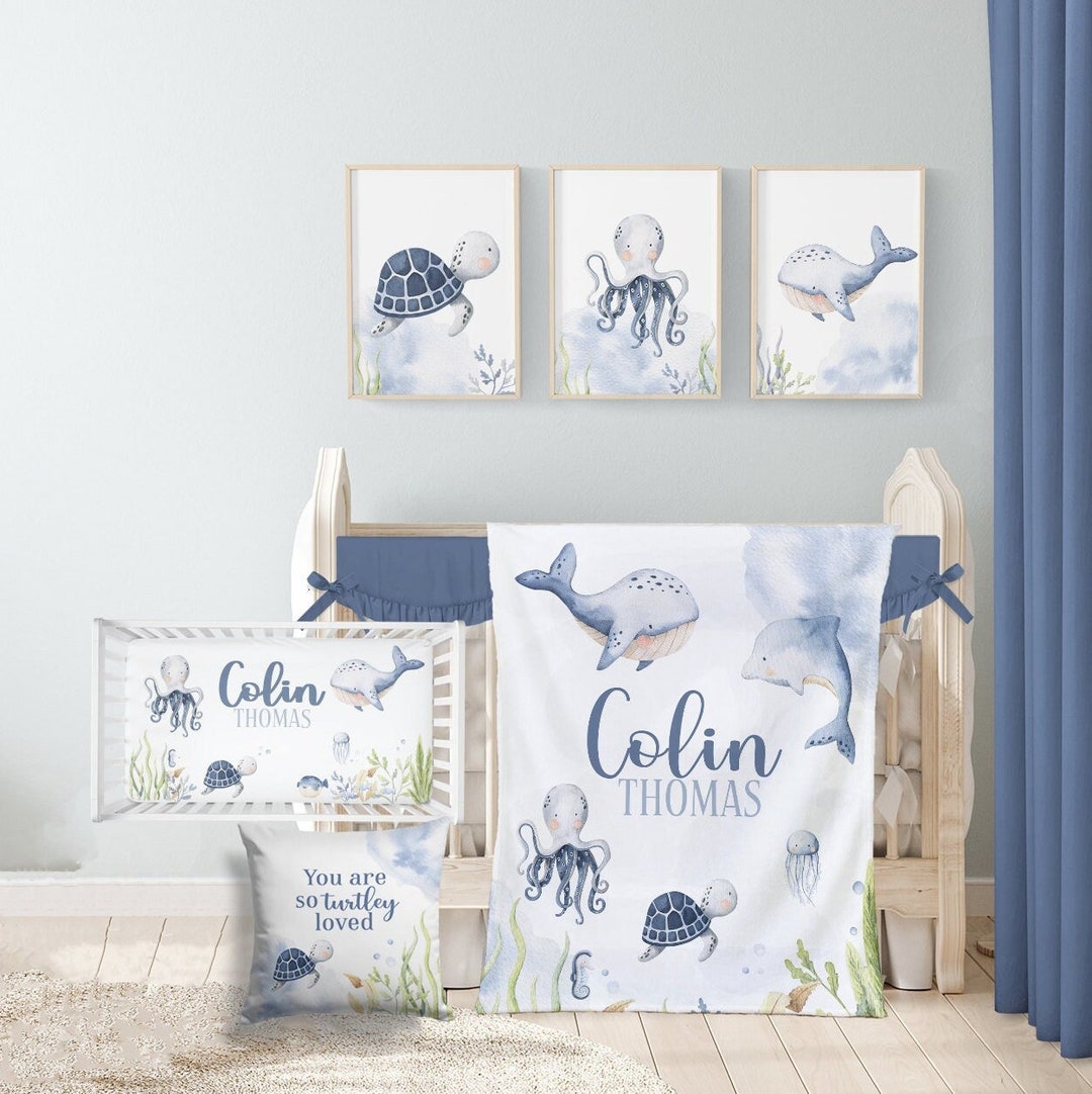 Ocean Crib Bedding Set, Baby Boy Crib Bedding Set, Under the Sea ...