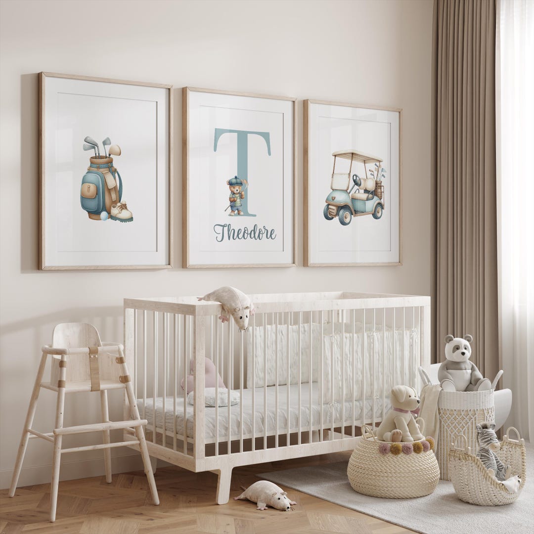 Baby Boy Golf Wall Art -boy Golf Nursery Art -personalized Golfing ...