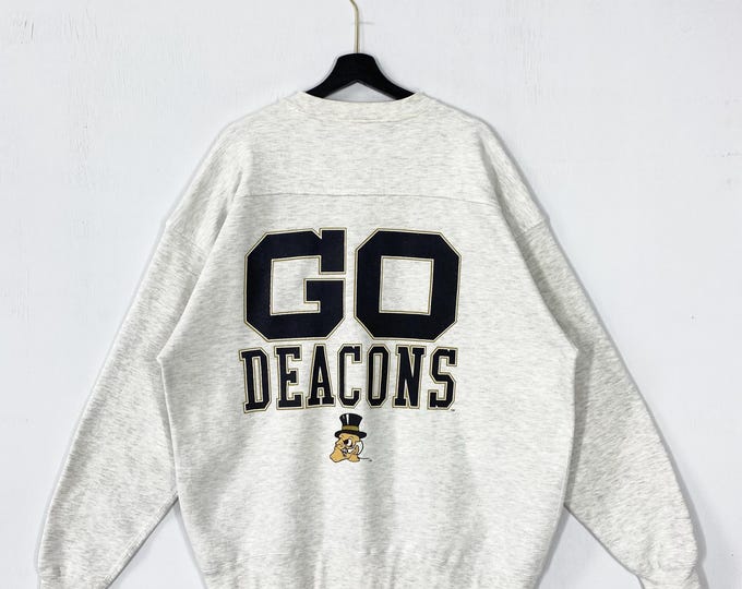 Vintage 90s Wake Forest University Sweatshirt Wake Forest Crewneck Wake Forest Sweater Pullover ...