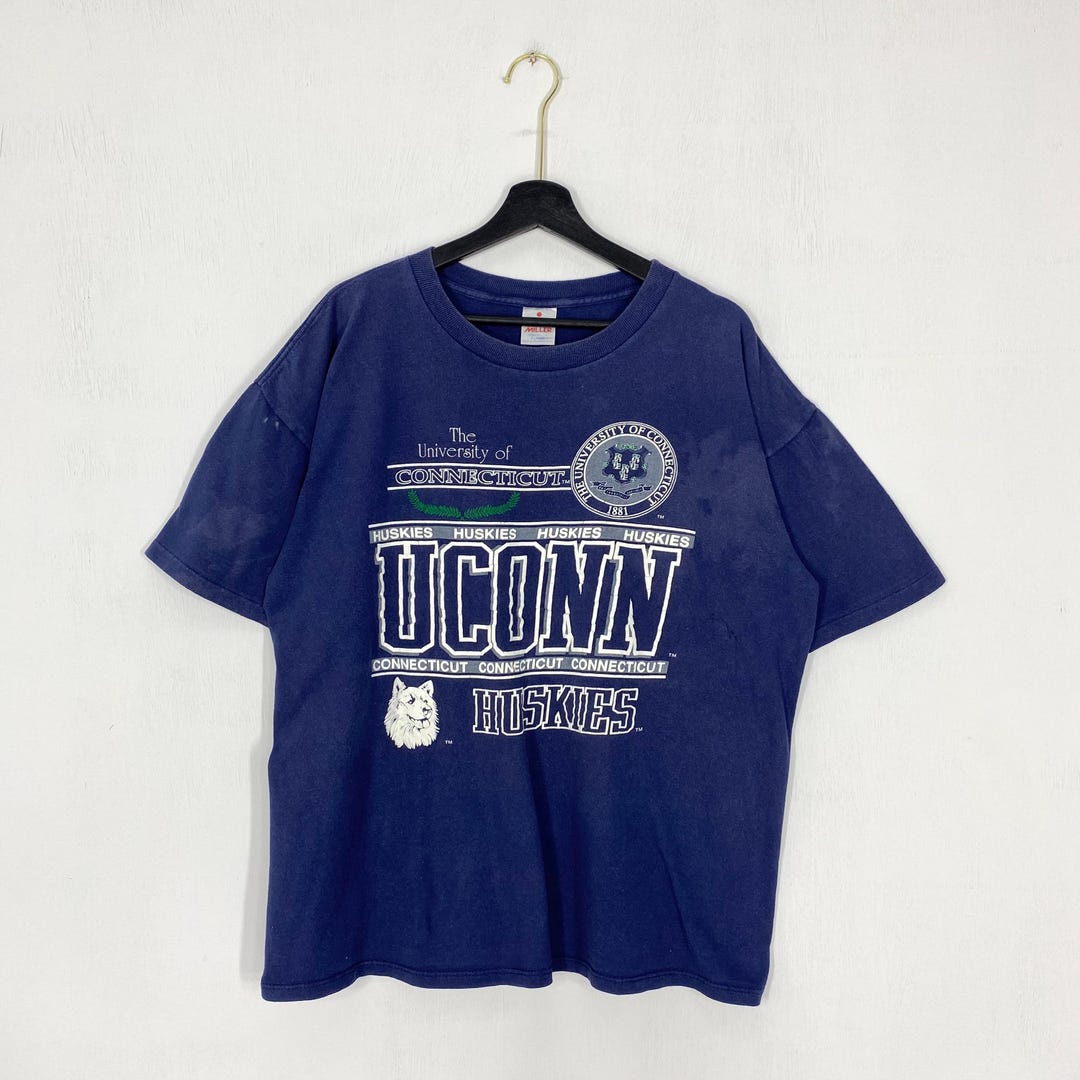 Vintage 90s University Connecticut T-shirt Uconn Huskies NCAA Football ...