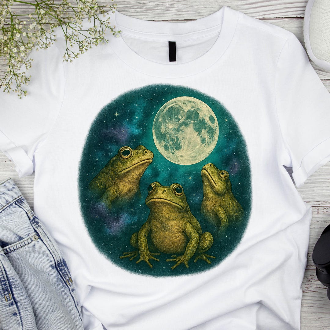 Frogs Howling at the Moon Shirt, Funny Surreal Frog Tee, Cosmic ...