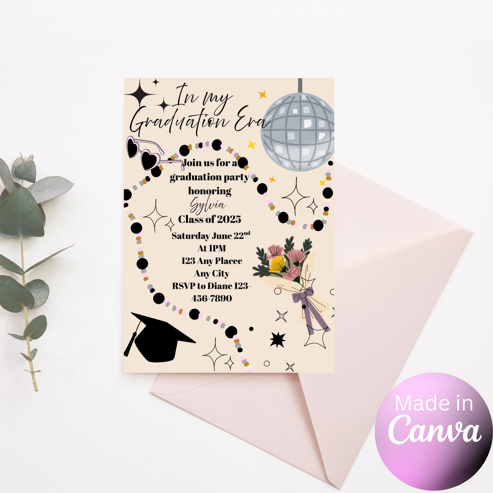 In My Graduation Era Graduation Invitation, Editable Graduation ...