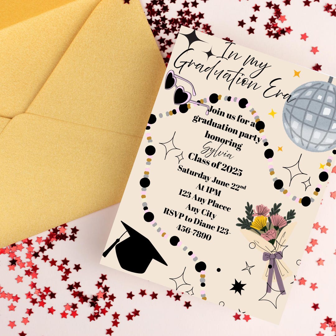 In My Graduation Era Graduation Invitation, Editable Graduation ...