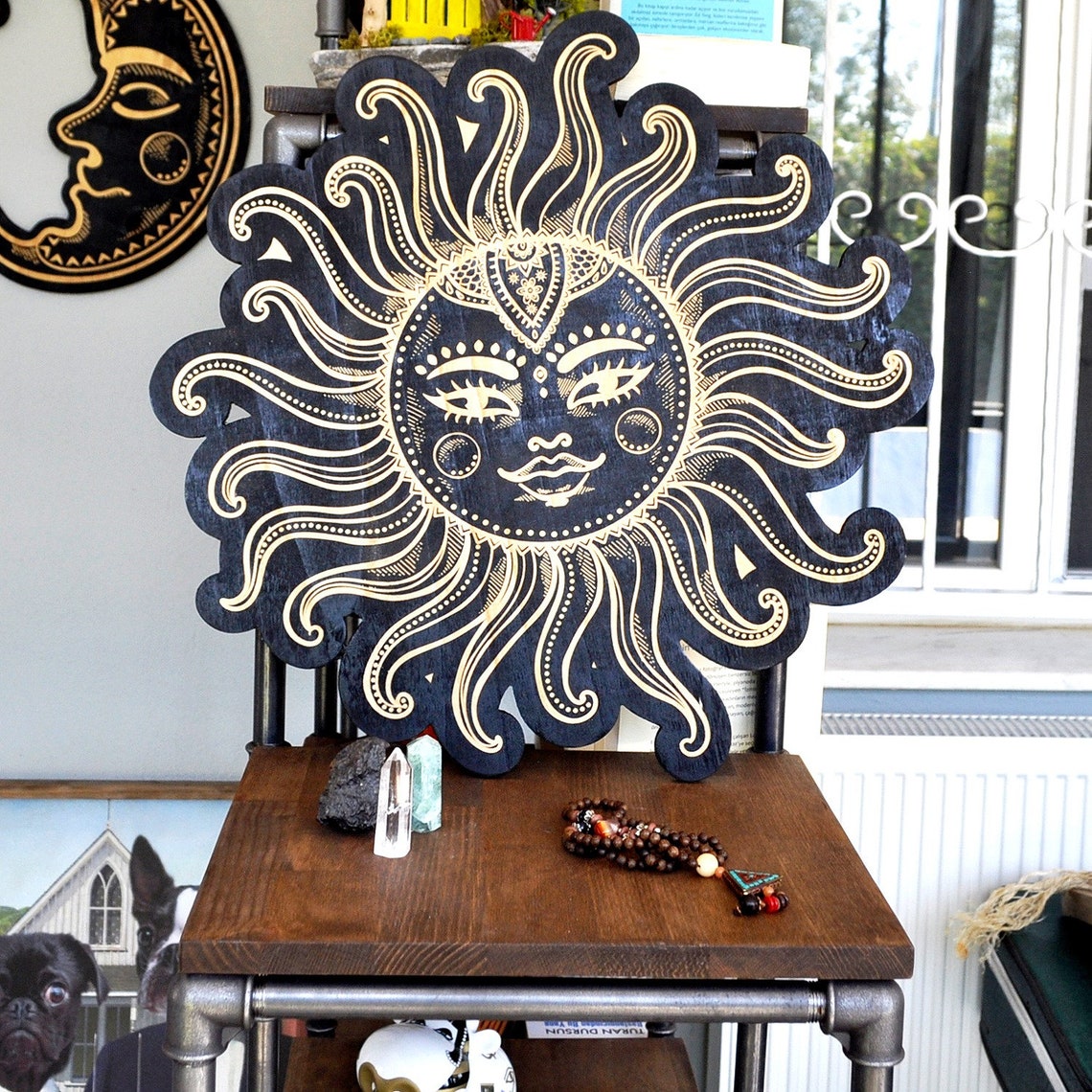 Sun and Moon Face Wall Decor Porch Wall Hanging Fence Wall - Etsy