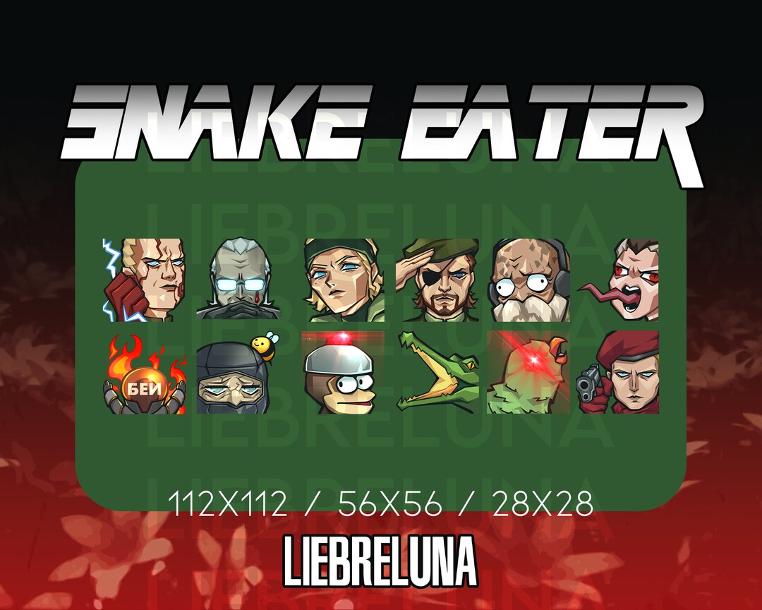 SNAKE EATER EMOTES | 12 Emotes for Twitch & Discord | Stream Assets ...