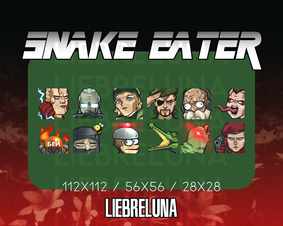SNAKE EATER EMOTES | 12 Emotes for Twitch & Discord | Stream Assets - Etsy