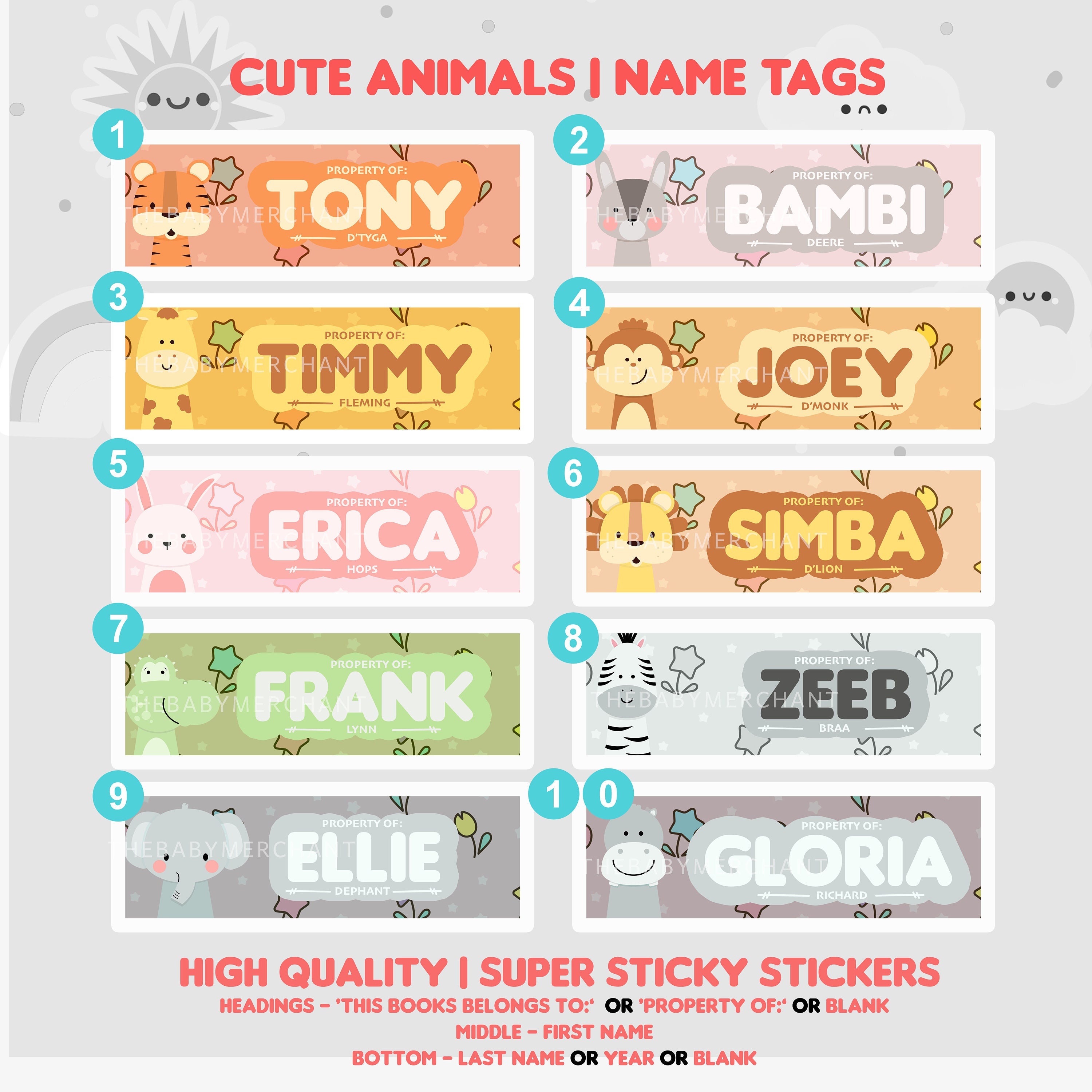 Kids Name Tags Baby Daycare Labels Preschool Cute Labels - Etsy