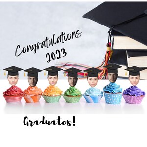 2023 Graduation Face Photo Cupcake and Cake Toppers, Face Banner ...