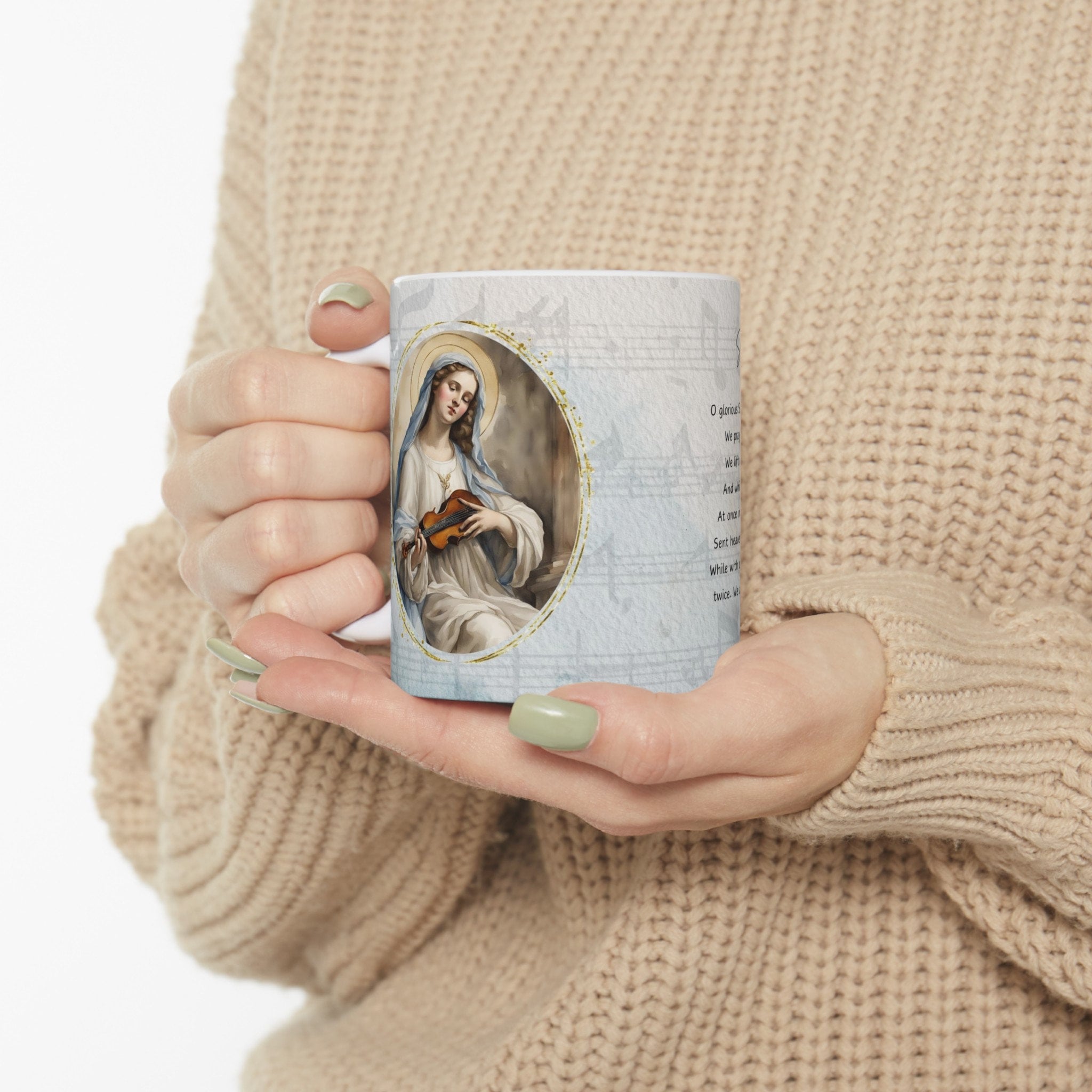 Personalized Saint Cecilia Ceramic Prayer Coffee Mug, Catholic Gifts ...