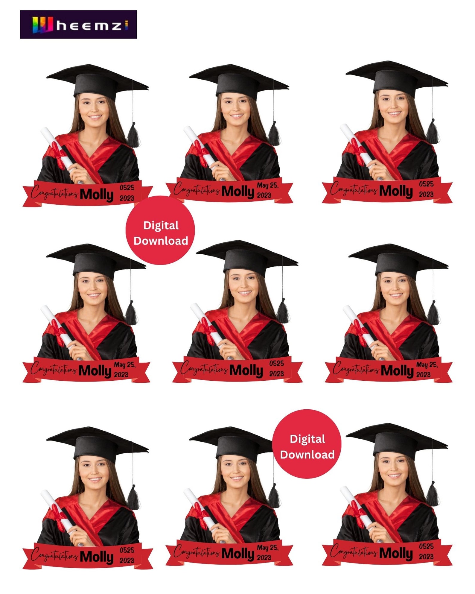 2023 Graduation Face Photo Cupcake and Cake Toppers With Name and Date ...