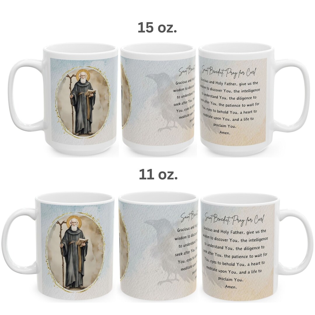 Custom Saint Benedict Ceramic Coffee Prayer Mug, Gifts for Confirmation ...