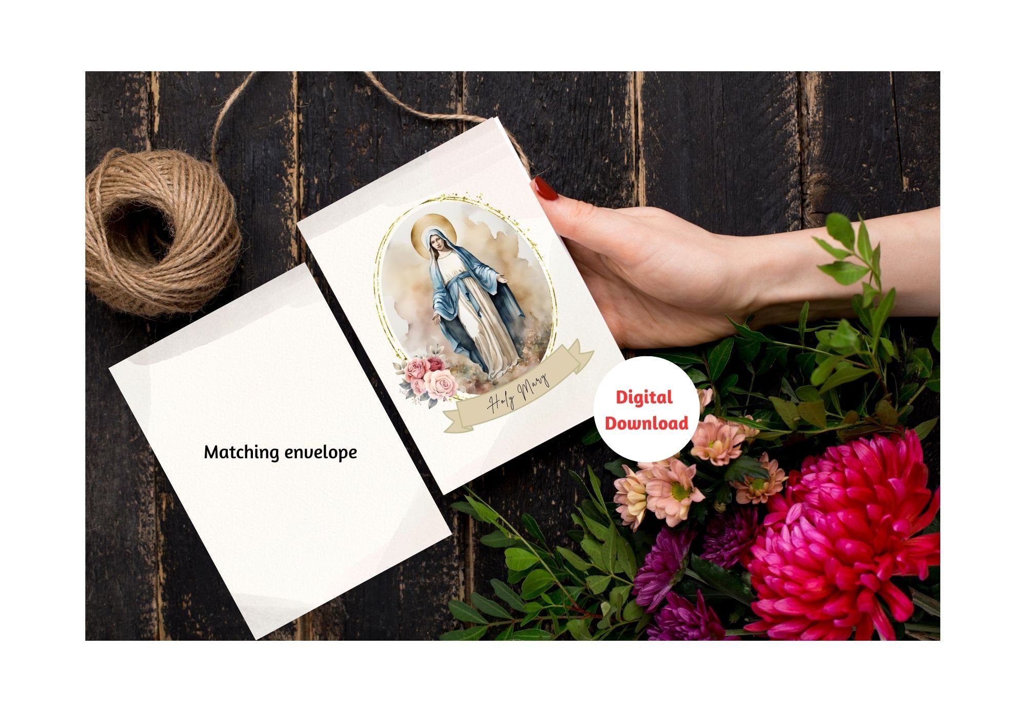 Holy Mary Catholic Prayer Greeting Card, Miraculous Mary Greeting Card ...