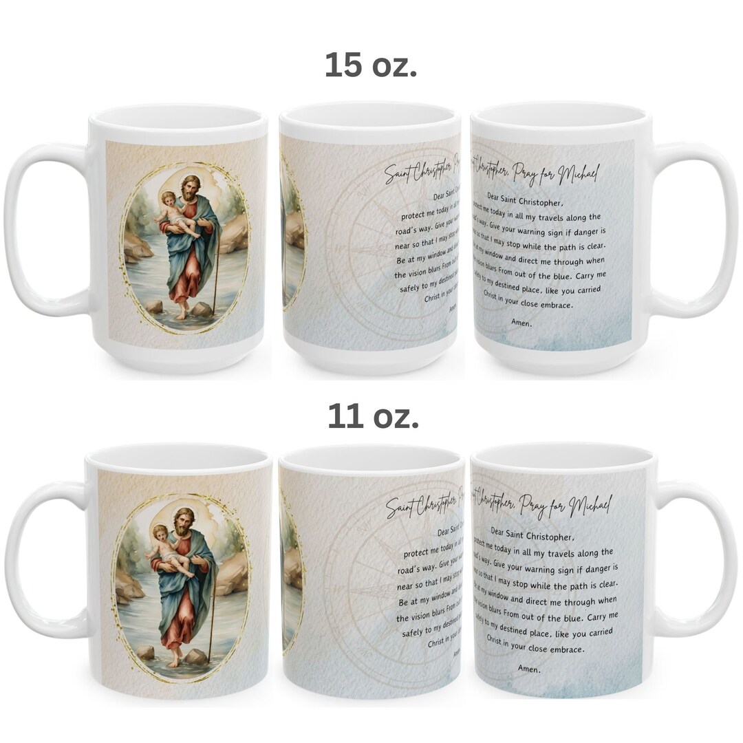 Custom Saint Christopher Prayer Ceramic Coffee Mug, Gifts for ...