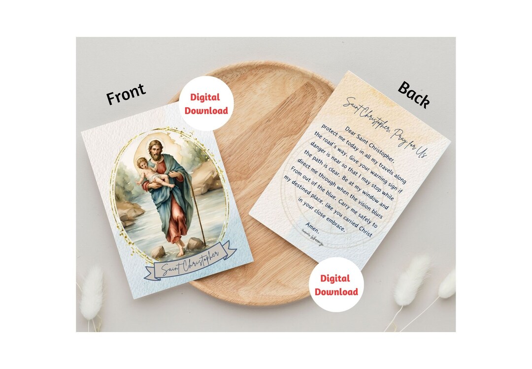 St. Christopher Printable Card, Catholic Greeting Card, Thinking of You ...