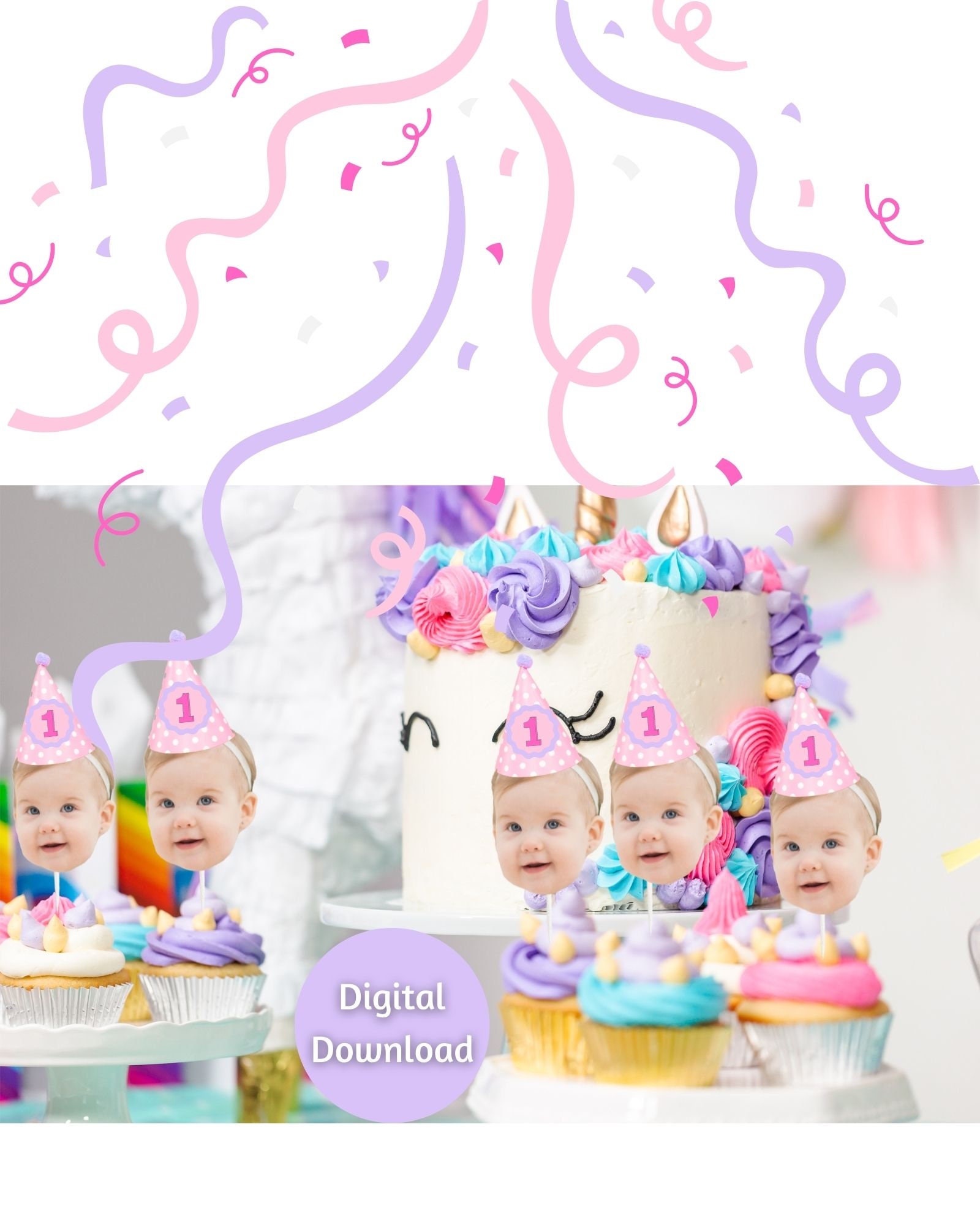 Custom Photo Cupcake Toppers, Baby Face Toppers and Kids Birthday Face ...