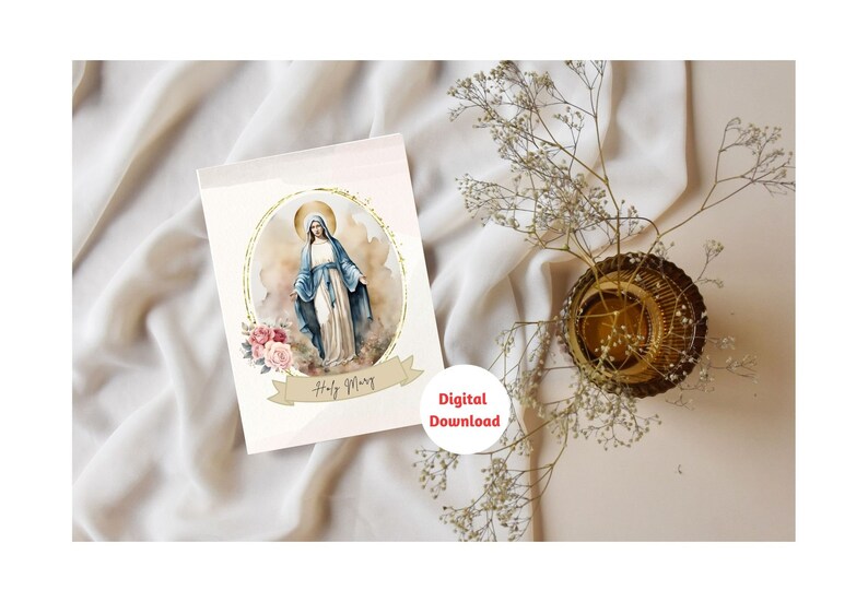 Holy Mary Catholic Prayer Greeting Card, Miraculous Mary Greeting Card ...
