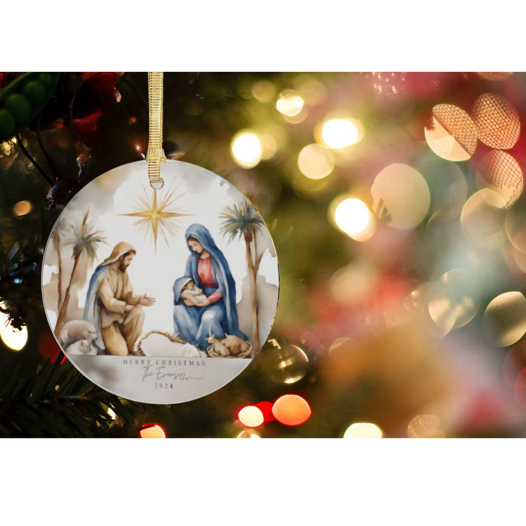 Custom Holy Family Acrylic Ornament | Christmas Nativity | Circle Shape ...