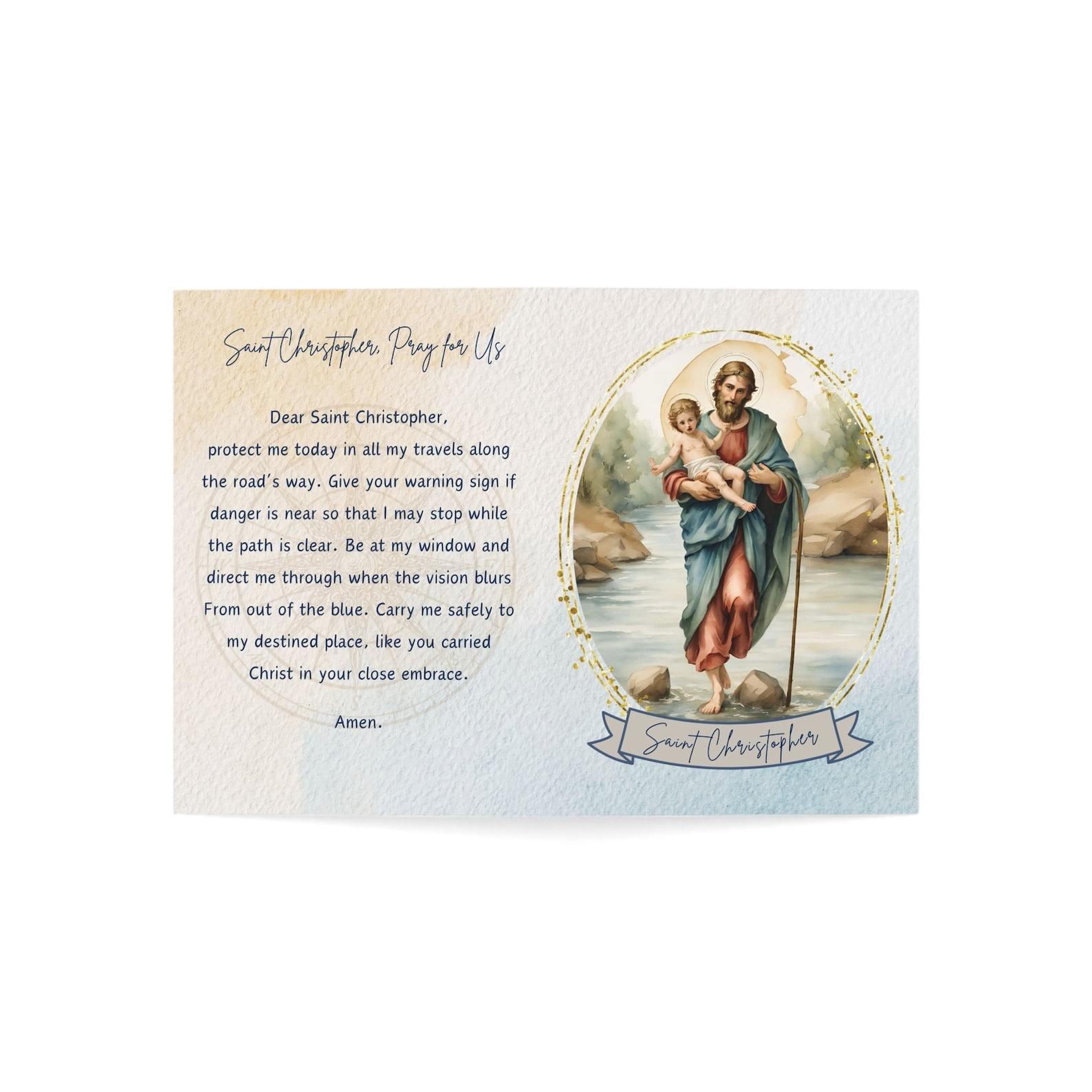 Saint Christopher Prayer Greeting Cards, Patron Saint of Travelers, Gifts for Confirmation ...