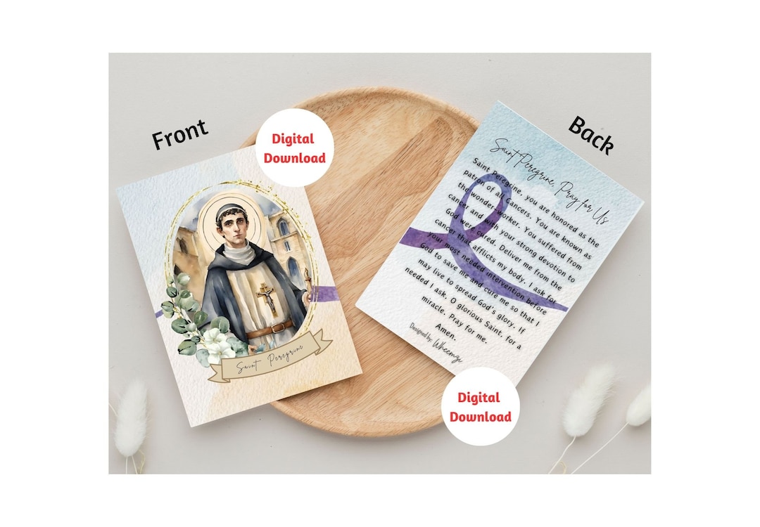 Saint Peregrine Catholic Prayer Greeting Card, Patron Saint of Cancer ...