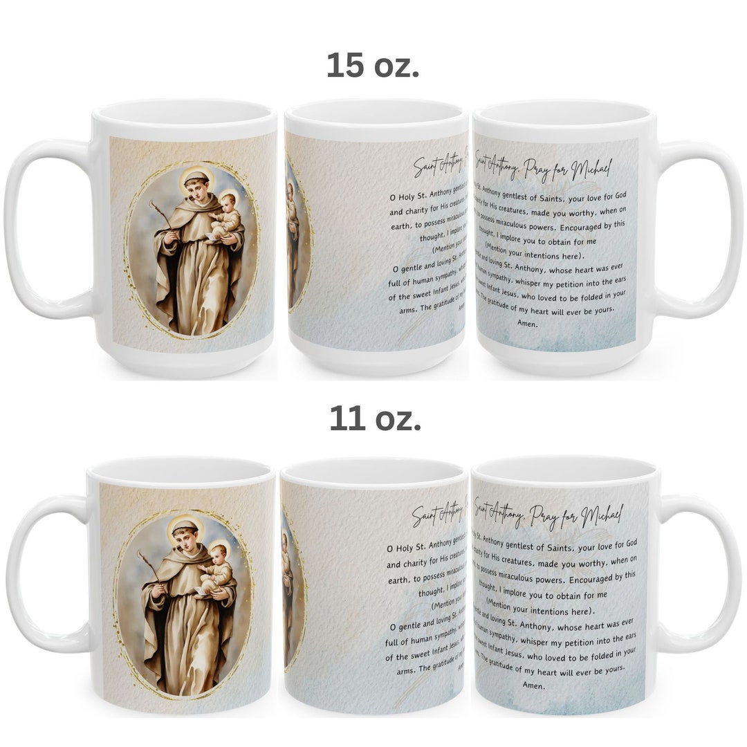 Custom Saint Anthony Ceramic Prayer Coffee Mug, Catholic Gifts for Dad ...