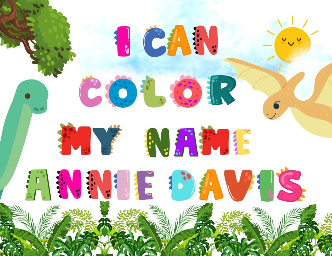 Personalized I Can Color My Name and Numbers Dinosaur Activity Book ...