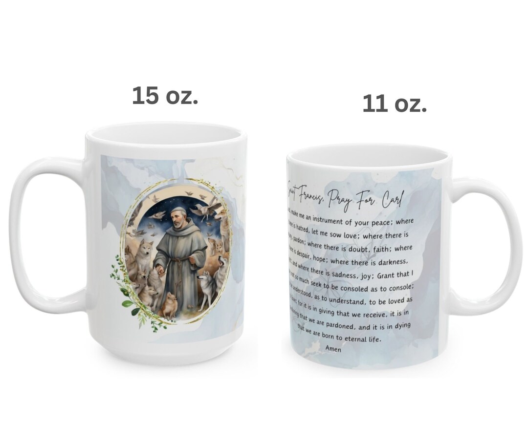 Custom Catholic Saint Francis Ceramic Prayer Coffee Mug, Father's Day ...