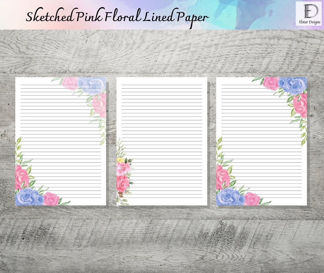 Floral Lined Paper, Printable Lined Paper, Letter Writing Paper ...