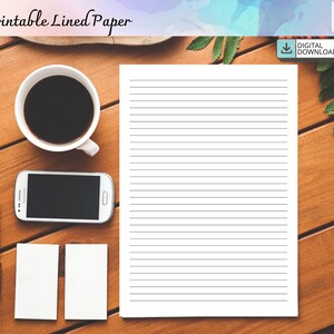 Lined Paper, Printable Lined Paper, Writing Paper, Printable Stationary ...
