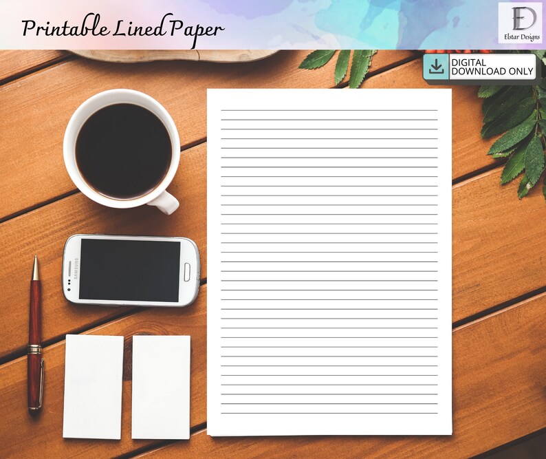 Printable Lined Paper: A4 & US Letter (PDF Download) - Etsy
