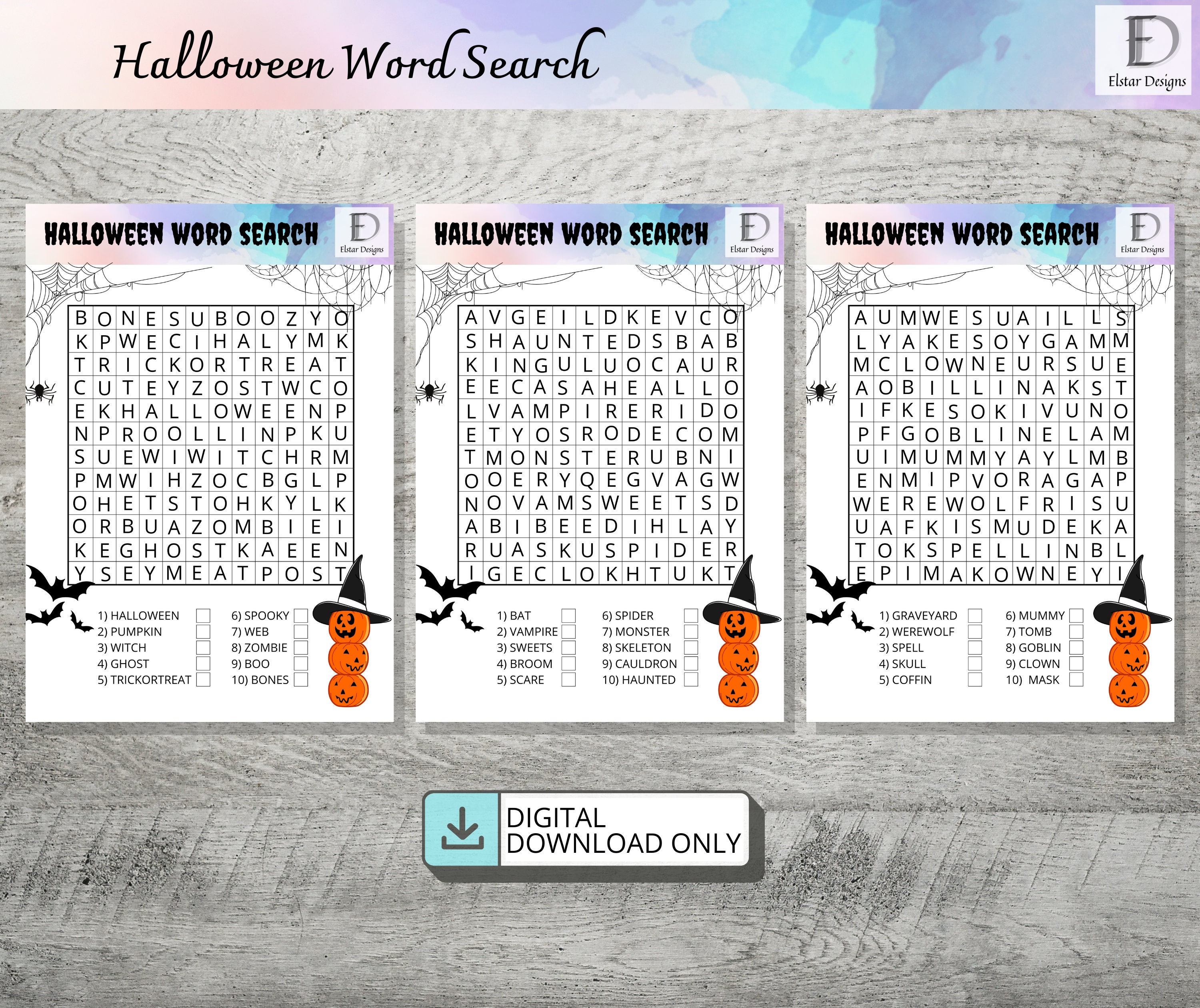 Printable Halloween Word Search: Preschool Game (digital Download) - Etsy